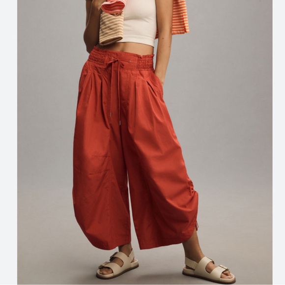 Anthropologie | Pants & Jumpsuits | Anthropologie Ruched Hem Poplin ...